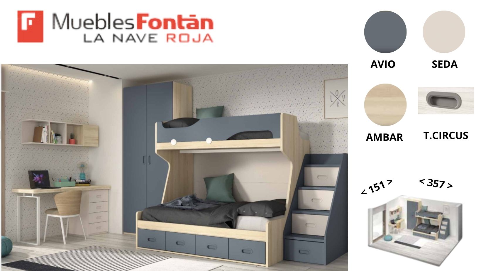 DORMITORIO JUVENIL (literas/trenes) | Muebles Fontán