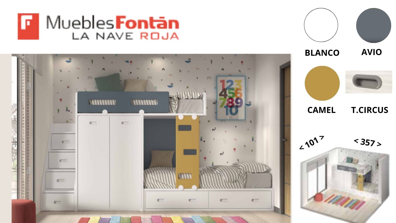 DORMITORIO JUVENIL (literas/trenes) | Muebles Fontán