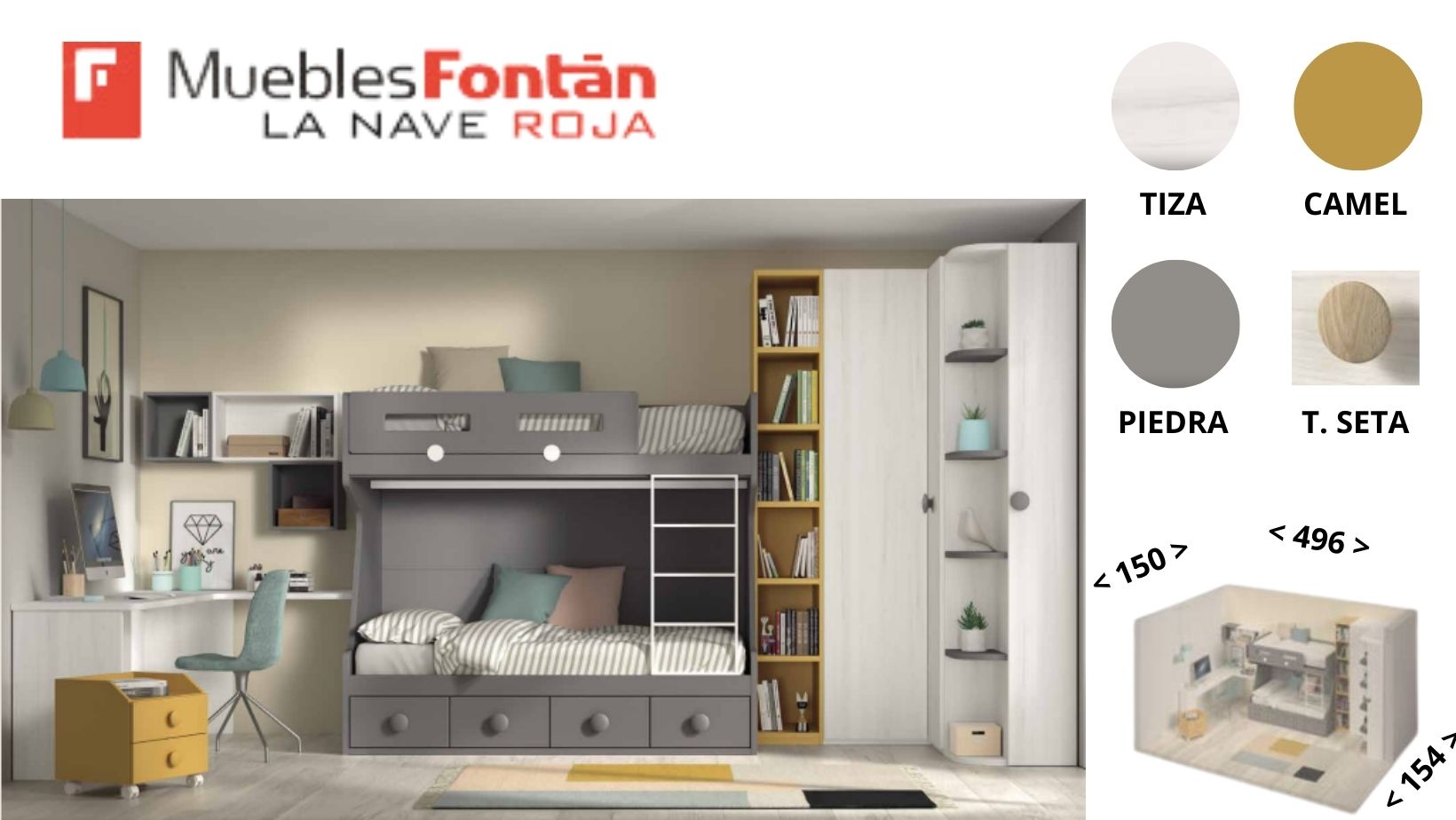 DORMITORIO JUVENIL (literas/trenes) | Muebles Fontán